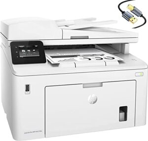 hp laserjet pro mfp m227fdw all-in-one wireless nfc monochrome laser printer – print scan copy fax -2.7″ touchscreen, 30 ppm, auto duplex printing, 35-sheet adf, ethernet, white, cbmou printer cable