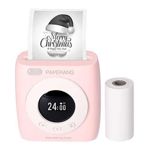 PAPERANG P2S Mini Printer, 300DPI Wireless Thermal Sticker Printer Compatible with iOS Android Mac Windows for Photo Picture Receipt Memo Note Label Sticker, Good Gift(Pink)