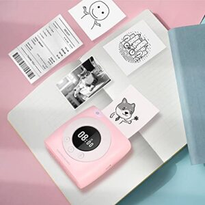 PAPERANG P2S Mini Printer, 300DPI Wireless Thermal Sticker Printer Compatible with iOS Android Mac Windows for Photo Picture Receipt Memo Note Label Sticker, Good Gift(Pink)