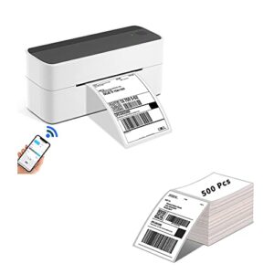 phomemo bluetooth thermal label printer, shipping label – 4″ x 6″ fan-fold labels, 500 pcs