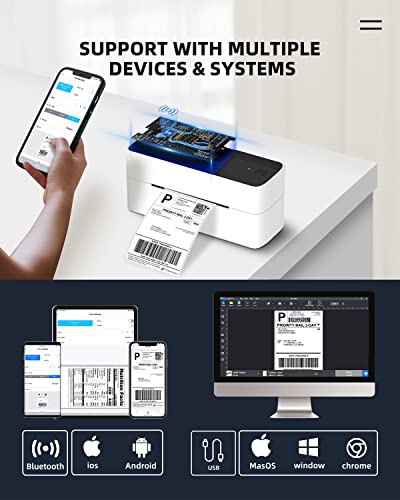 Phomemo Bluetooth Thermal Label Printer, Shipping Label - 4" x 6" Fan-Fold Labels, 500 pcs