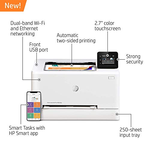 HP Color Laserjet Pro M255dw Wireless Laser Printer, Remote Mobile Print, Duplex Printing (7KW64A), White, One Size (7KW64A#BGJ) (Renewed)