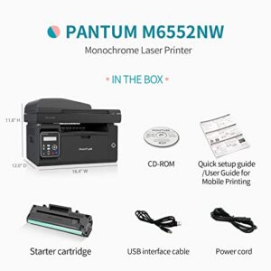 Pantum All in One Laser Printer Scanner Copier with Auto Document Feeder, Wireless Multifunction Black and White Laser Printer, M6552NW with Toner PB-211