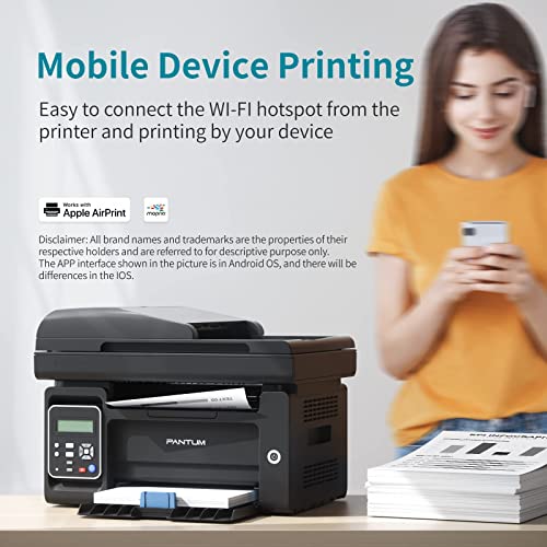 Pantum All in One Laser Printer Scanner Copier with Auto Document Feeder, Wireless Multifunction Black and White Laser Printer, M6552NW with Toner PB-211