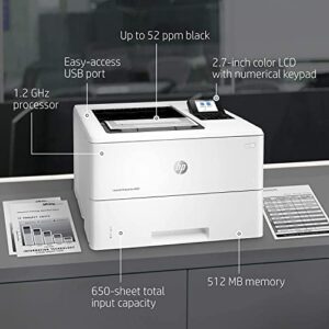 HP Laserjet Enterprise M507n Print Only Wired Monochrome Laser Printer, White - 2.7" LCD, 45 ppm, 1200 x 1200 dpi, 1.5GB Memory, 650 Sheets Input, USB 2.0 Ethernet Connectivity, Cbmou Printer Cable