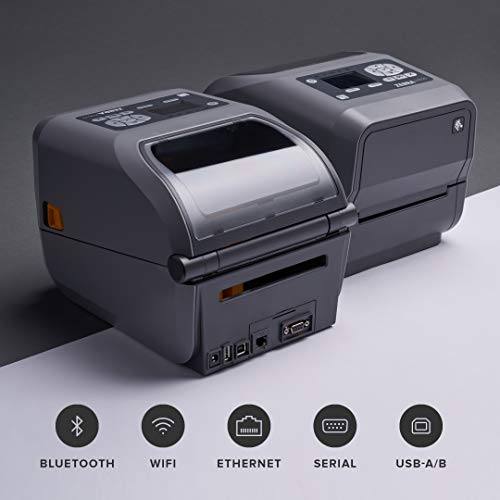 ZEBRA ZD620t Thermal Transfer Desktop Printer with LCD Screen 203 dpi Print Width 4 in WiFi Bluetooth USB Serial Ethernet ZD62142-T01L01EZ