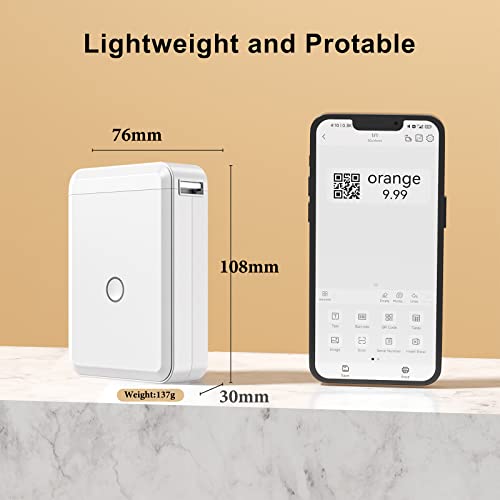 INeedIt D110 Label Maker with Case, Portable Wireless Bluetooth Connect Thermal Label Maker Machine for Phone Compatible School Office Home Organization USB Rechargeable