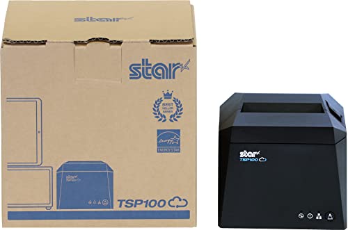 Star Micronics TSP143IVUW Wi-Fi (WLAN)/USB-C/Ethernet (LAN) Thermal Receipt Printer with CloudPRNT, Cutter, and Internal Power Supply - Gray