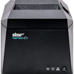 Star Micronics TSP143IVUW Wi-Fi (WLAN)/USB-C/Ethernet (LAN) Thermal Receipt Printer with CloudPRNT, Cutter, and Internal Power Supply - Gray