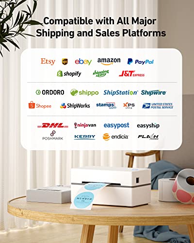 MUNBYN P130 Shipping Label Printer, 4"x6" Direct Thermal Shipping Label Compatible with DYMO LabelWriter 4XL 1744907,1755120, 220 Labels/Roll