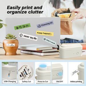 Makeid Label Maker Machine with Tape 16mm Wide Cute Fonts Emoji Different Calligraphy Customizable Bluetooth USB Rechargeable for Android iOS Fast and Easy