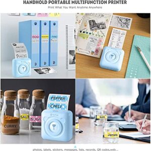 PeriPage Mini Printer, Portable Sticker Bluetooth Printer for Printing Student Notes, Journal, Memo, Mobile Printer, Pocket Printer, Received Printer with USB Cable, Supports Android iOS Windows-Blue