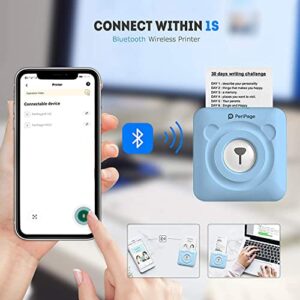 PeriPage Mini Printer, Portable Sticker Bluetooth Printer for Printing Student Notes, Journal, Memo, Mobile Printer, Pocket Printer, Received Printer with USB Cable, Supports Android iOS Windows-Blue