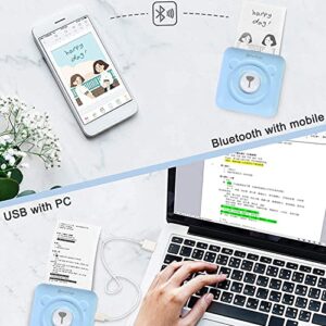 PeriPage Mini Printer, Portable Sticker Bluetooth Printer for Printing Student Notes, Journal, Memo, Mobile Printer, Pocket Printer, Received Printer with USB Cable, Supports Android iOS Windows-Blue