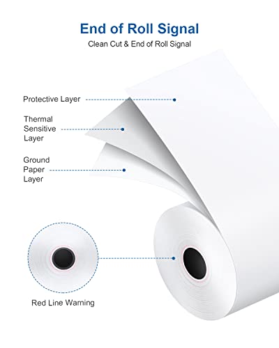 POLONO Receipt Printer, 3 1/8"" 80mm PL330 Thermal Receipt Printer, 300mm/s POS Receipt Printer, 3 1/8” x 230' Thermal Paper, Receipt Paper Suitable for Many Credit Card Terminals, BPA Free, 10 Rolls