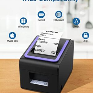 POLONO Receipt Printer, 3 1/8"" 80mm PL330 Thermal Receipt Printer, 300mm/s POS Receipt Printer, 3 1/8” x 230' Thermal Paper, Receipt Paper Suitable for Many Credit Card Terminals, BPA Free, 10 Rolls