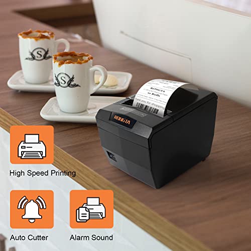 Rongta POS Printer, 80mm USB Thermal Receipt Printer, Restaurant Kitchen Printer with Auto Cutter Support Cash Drawer, USB Serial Ethernet Interface, Support Windows/Mac/Linux (RP327)