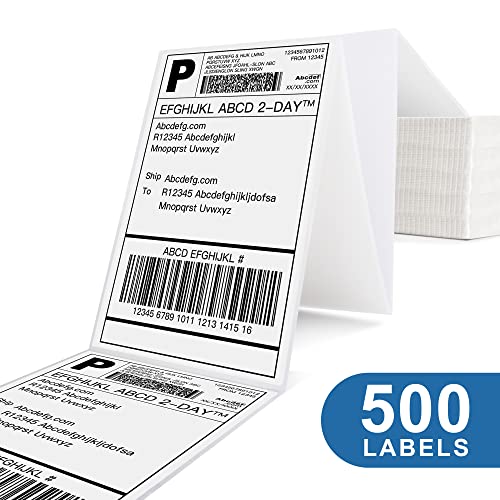 POLONO Shipping Label Printer Gray, 4x6 Thermal Label Printer for Shipping Packages, Commercial Direct Thermal Label Maker, Thermal Labels, 4" x 6" Direct Thermal Shipping Labels (Pack of 500