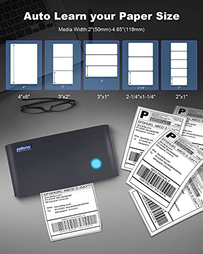 POLONO Shipping Label Printer Gray, 4x6 Thermal Label Printer for Shipping Packages, Commercial Direct Thermal Label Maker, Thermal Labels, 4" x 6" Direct Thermal Shipping Labels (Pack of 500