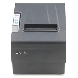 WeeiUs POS Thermal Receipt Printer, USB Ethernet LAN Serial Connection, with auto-Cutter, Restaurant Printer, 3 1/8 80mm, Support Windows ESC/POS, RJ11RJ12 Cash Drawer