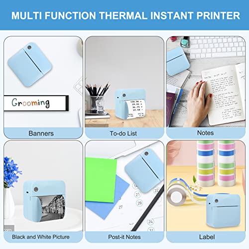 Augot Mini Printer, Bluetooth Pocket Thermal Printer Inkless Portable Sticker Printer Compatible with iOS and Android Wireless Photo Printer for Printing Label, Journal, Study Notes, Memo, Photos