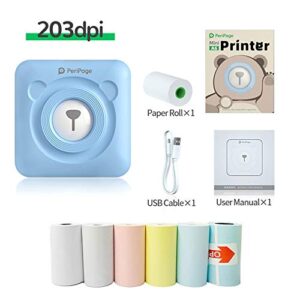 JEPODOR PeriPage Mini Portable Paper Photo Pocket Thermal Printer 58 mm Printing Wireless Bluetooth Android iOS Printers (Blue)