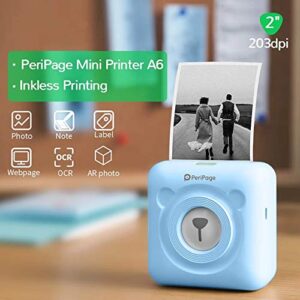 JEPODOR PeriPage Mini Portable Paper Photo Pocket Thermal Printer 58 mm Printing Wireless Bluetooth Android iOS Printers (Blue)