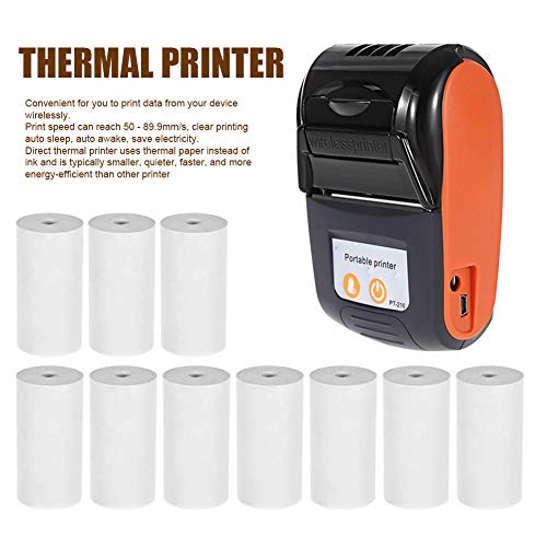 Bluetooth Receipt Printer, 58mm Portable Mobile Thermal Printer Ticket Label Receipt Printer, 1500mAh Rechargeable Mini USB Printer Set(Size:with Thermal Paper)