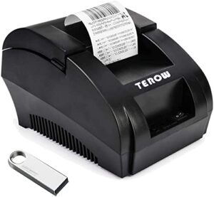 terow printer t5890k usb thermal receipt printer 58mm pos portable label printer with high speed printing mini small pos receipt printer for restaurant/sales/kitchen support windows 7/8/9x/10/xp