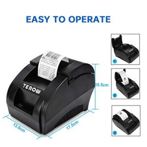 TEROW Printer T5890K USB Thermal Receipt Printer 58MM POS Portable Label Printer with High Speed Printing Mini Small Pos Receipt Printer for Restaurant/Sales/Kitchen Support Windows 7/8/9X/10/XP