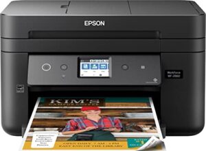 epson workforce wf-2860 all-in-one wireless color inkjet printer, black – print scan copy fax – ethernet nfc auto 2-sided borderless printing, 14 ppm, 4800 x 1200 dpi, 30-sheet adf, voice activated