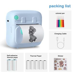 Mini Printer Portable for Smartphone, Wireless Thermal Printer Photo Printer with 7 Rolls of Paper, Inkless Pocket Printer Bluetooth Smart Printer for Picture, Receipt Label, Note, QR Code Printing