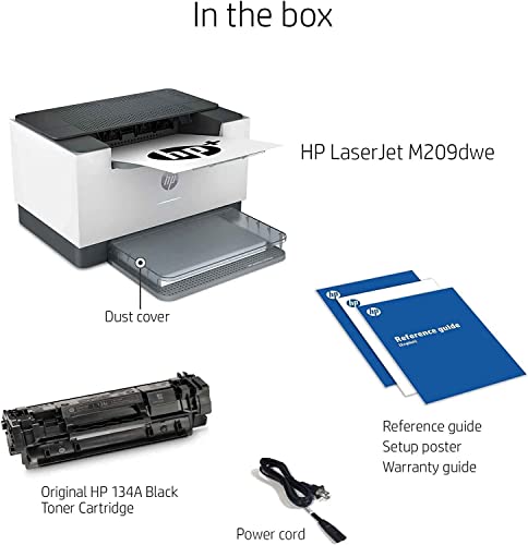 HP Laserjet M209dwe Single-Function Wireless Monochrome Laser Printer - Print only - 30 ppm, 600 x 600 dpi, 8.5" x 14" Legal, Auto Duplex Printing, USB, WiFi, Ethernet, Cbmou External Webcam