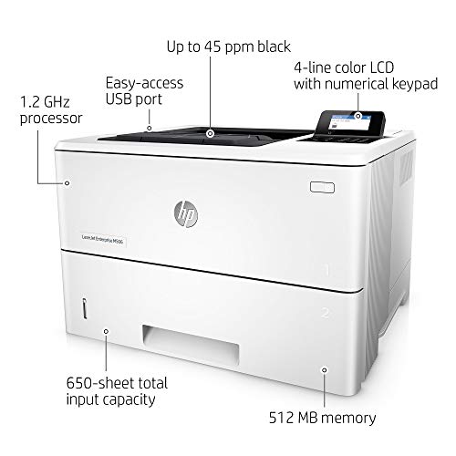 HP Laserjet Enterprise M506n Laser Printer with Built-in Ethernet (F2A68A) (Renewed)