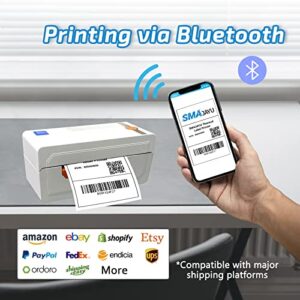 Bluetooth Thermal Label Printer USB 4×6 Shipping Label Printers Free Label Holder for Small Business Printer without ink or ribbon Support Windows, Android, iOS Used for Ebay,Amazon,Shopify,Etsy