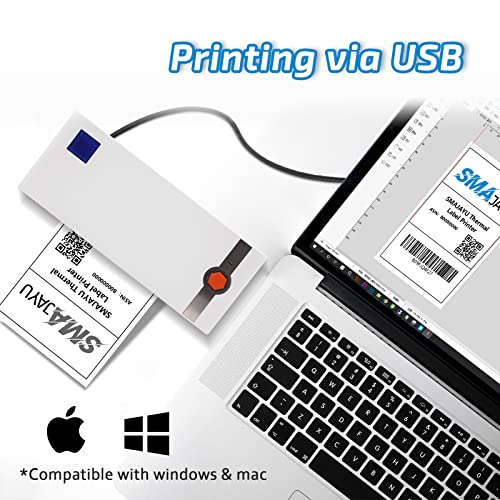 Bluetooth Thermal Label Printer USB 4×6 Shipping Label Printers Free Label Holder for Small Business Printer without ink or ribbon Support Windows, Android, iOS Used for Ebay,Amazon,Shopify,Etsy