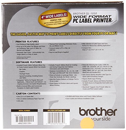 Brother QL-1050 Wide Format PC Label Printer