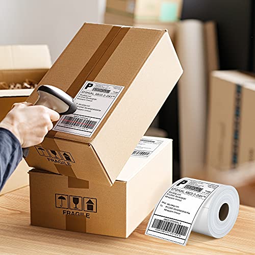 POLONO Shipping Label Printer, 4x6 Thermal Label Printer for Shipping Packages, Commercial Direct Thermal Label Maker, Shipping Label, 4 x 6 Direct Thermal Labels, 220 Labels/Roll