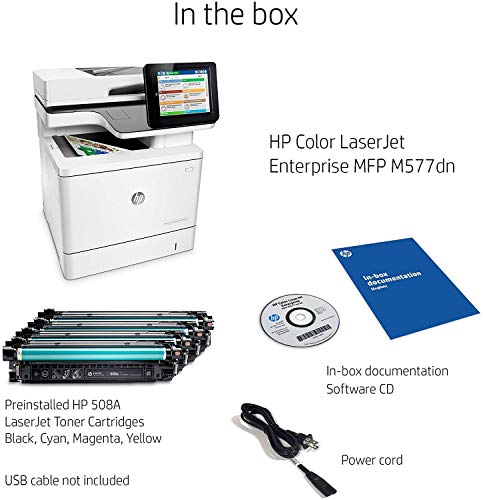 HP Color LaserJet Enterprise M577dn (B5L46A#BGJ) Duplex 3600 dpi USB/Ethernet Laser Multifunction Printer (Renewed)