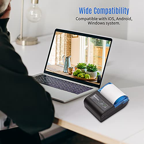 Portable Mini Thermal Printer 2 inch Wireless USB Receipt Bill Ticket Printer with 58mm Print Paper Compatible with iOS Android Windows for Restaurant Sales Retail