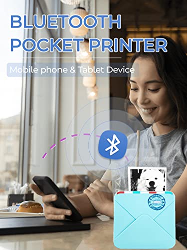 Phomemo M02S 300DPI Pocket Printer, Gift Box Set Include 6 Rolls Thermal Sticker Label Paper, Mini Bluetooth Smart Phone Printer Compatible with iOS & Android, Print for Work, Home, Study - Green