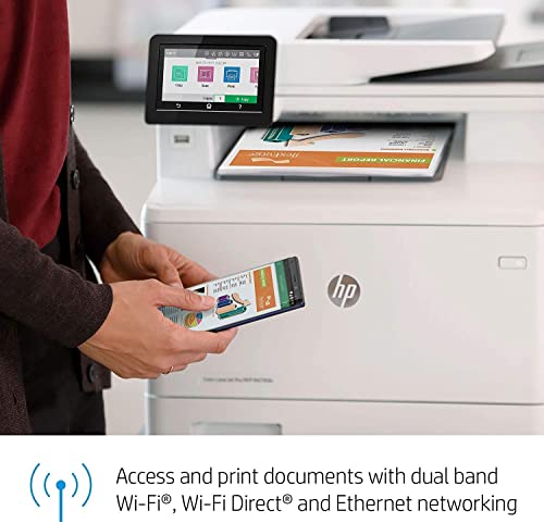 HP Laserjet Pro M479fdw Wireless Color All-in-One Laser Printer -White - Print Scan Copy Fax - 28 ppm, 600 x 600 dpi, Auto D2-Sided Printing, ADF, Ethernet, Bluetooth- Wulic Printer Cable