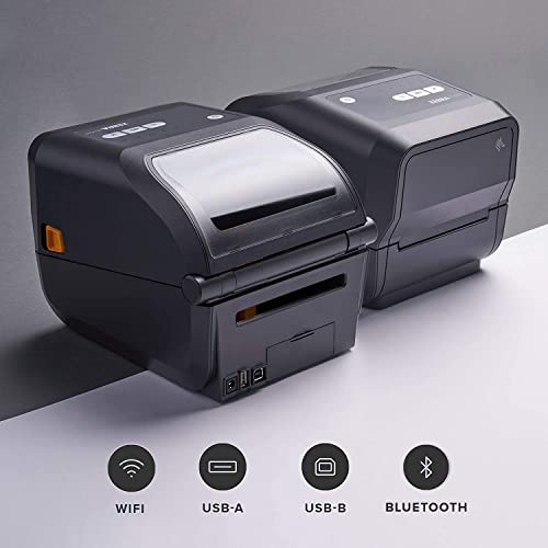 ZEBRA ZD421 300 dpi Thermal Transfer and Direct Thermal Desktop Label Printer - USB, USB Host, Bluetooth and WiFi Connectivity - 4 IPS, 4.27" Max Print Width Monochrome Barcode Printer - JTTANDS