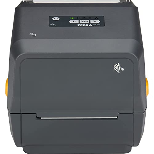 ZEBRA ZD421 300 dpi Thermal Transfer and Direct Thermal Desktop Label Printer - USB, USB Host, Bluetooth and WiFi Connectivity - 4 IPS, 4.27" Max Print Width Monochrome Barcode Printer - JTTANDS