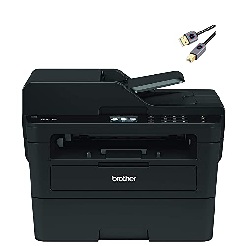 Brother L-2730DW Compact Monochrome All-in-One Laser Printer I Print Copy Scan Fax I Wireless I Mobile Printing I Auto 2-Sided Printing I ADF I 2.7" Touchscreen I Print Up to 36 ppm + Printer Cable