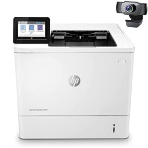 hp laserjet enterprise m611dn single-function wired monochrome laser printer, white – print only – ethernet, usb, 4.3″ touchscreen, 65 ppm, 1200×1200 dpi, auto duplex printing – cbmou external webcam