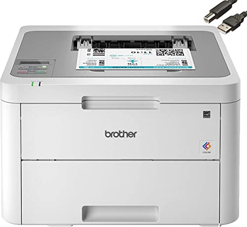 Brother HL-L3210CW Compact Digital Color Printer Providing Laser Printer Quality Results, Built-in Wireless, 250-sheet Paper Tray, 600 x 2400dpi, Works with Alexa, Bundle with JAWFOAL Printer Cable