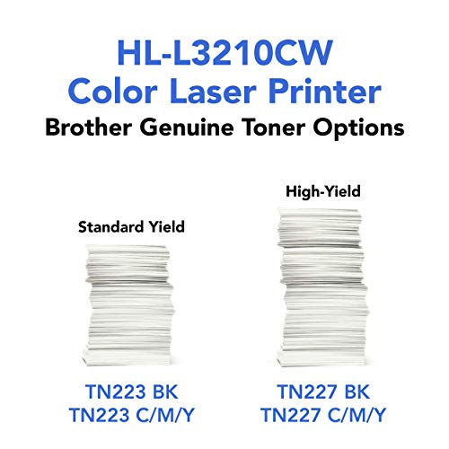 Brother HL-L3210CW Compact Digital Color Printer Providing Laser Printer Quality Results, Built-in Wireless, 250-sheet Paper Tray, 600 x 2400dpi, Works with Alexa, Bundle with JAWFOAL Printer Cable