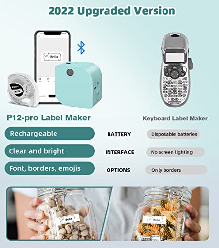 Phomemo P12 PRO Portable Label Maker Machine with Tape, Wireless Bluetooth Labeler, Home, Kitchen, Office, and Storage Organizer, Rechargeable, Custom, Label Maker Available in Multiple Templates Icon