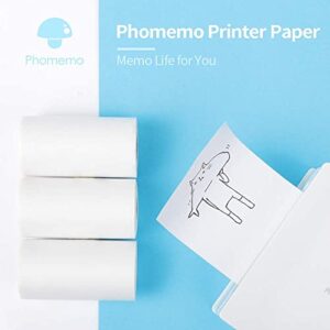 Phomemo M02S Pocket Printer- 300dpi Mini Bluetooth Thermal Printer with 3 Rolls White Sticker Paper, Compatible with iOS + Android for Learning Assistance, Study Notes, Journal, Fun, Work